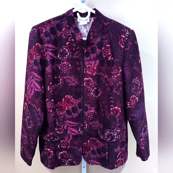 Blair | Jackets & Coats | Blair Womens Size M Dark Purple Pink Floral ...